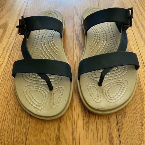 CROCS | Shoes | Crocs Tulum Toe Sandal Women W4 2 In Kids Black Comfort ...